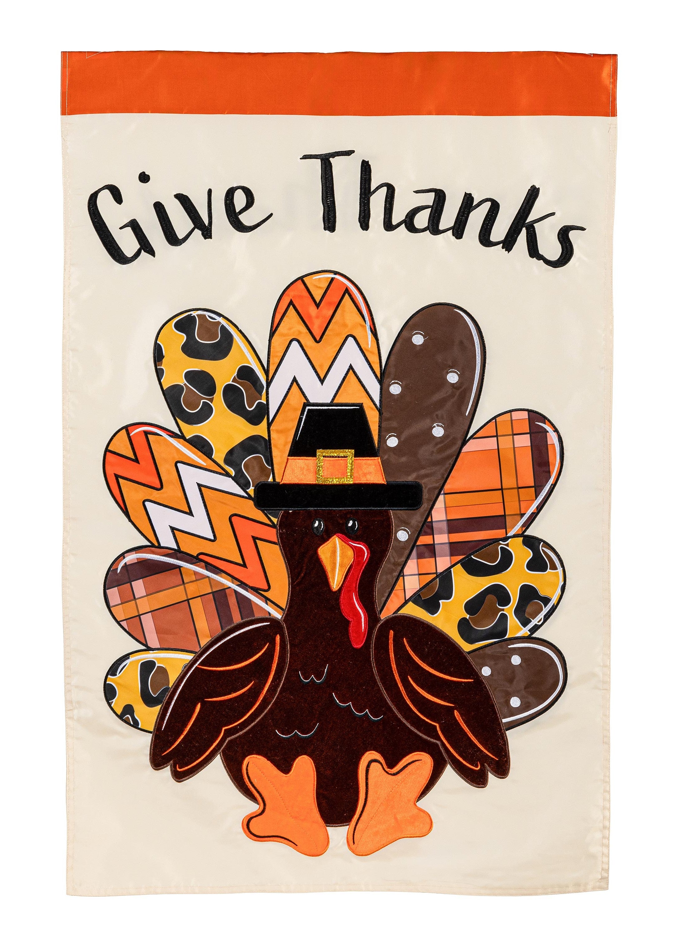 Give Thanks Patterned Turkey 2 Sided Thanksgiving Banner