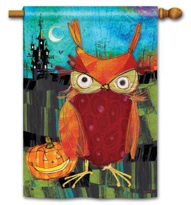Happy Owloween Halloween Banner 2 Sided House Flag