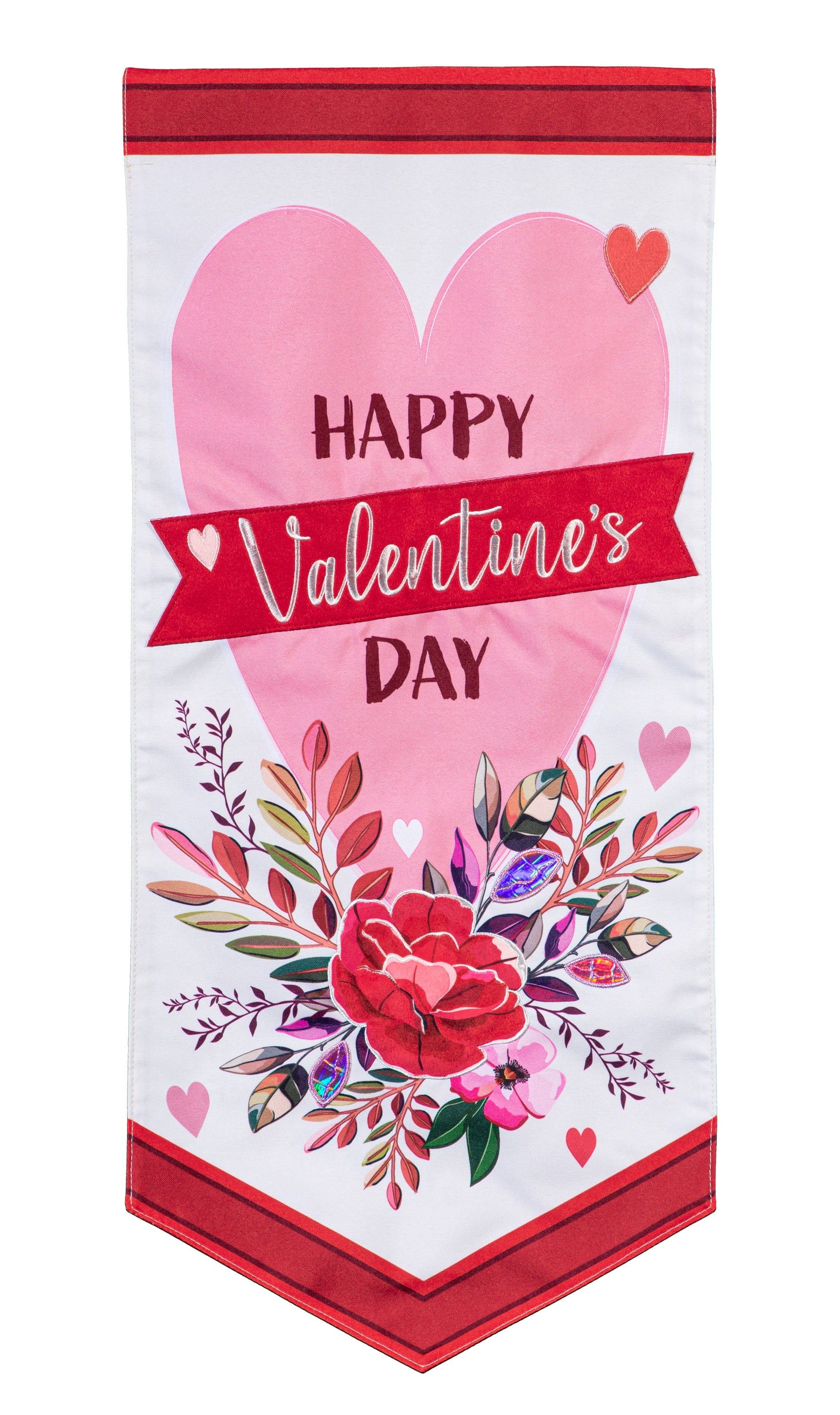 Happy Valentines Day Heart Long Garden Flag 2 Sided