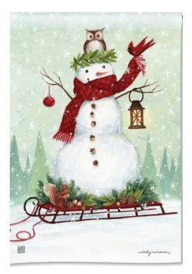 Woodland Friends Sled Winter Garden Flag