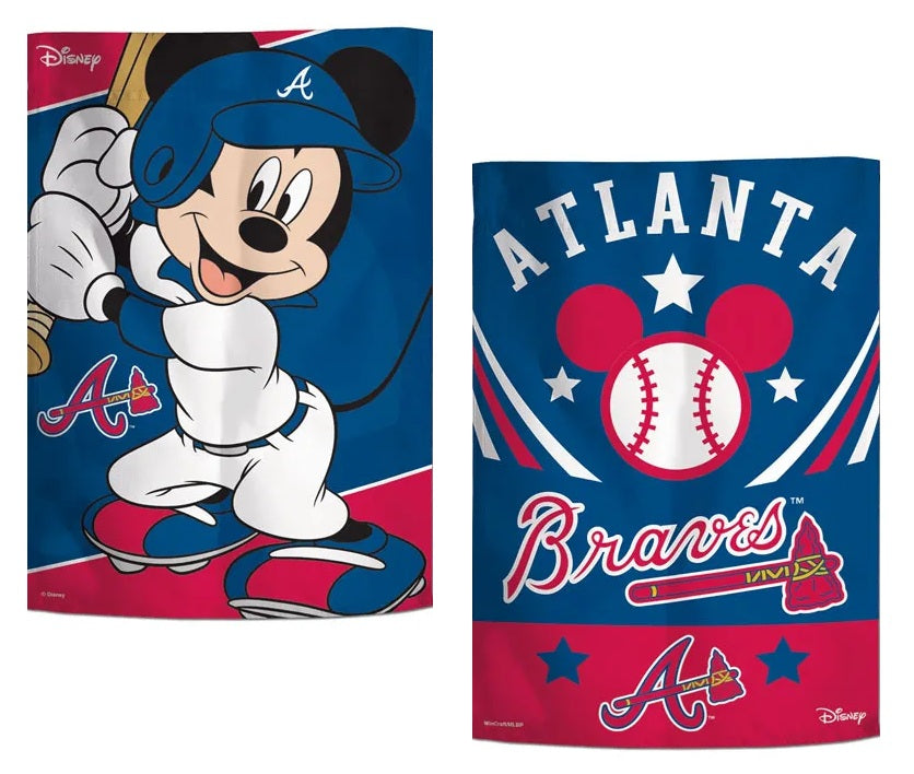 Atlanta Braves Garden Flag 2 Sided Mickey Mouse MLB