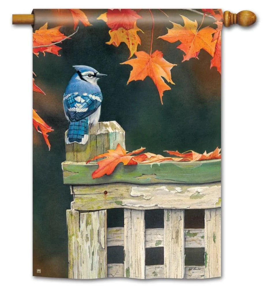 Autumn Blue Jay Flag 2 Sided House Banner