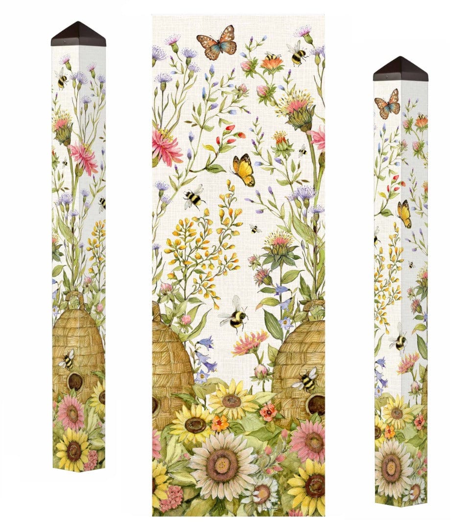 Bees and Blossoms Art Pole 60 Inches Tall Garden Post