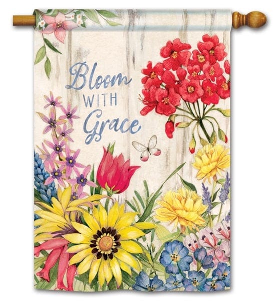 Bloom With Grace Flag Decorative Banner