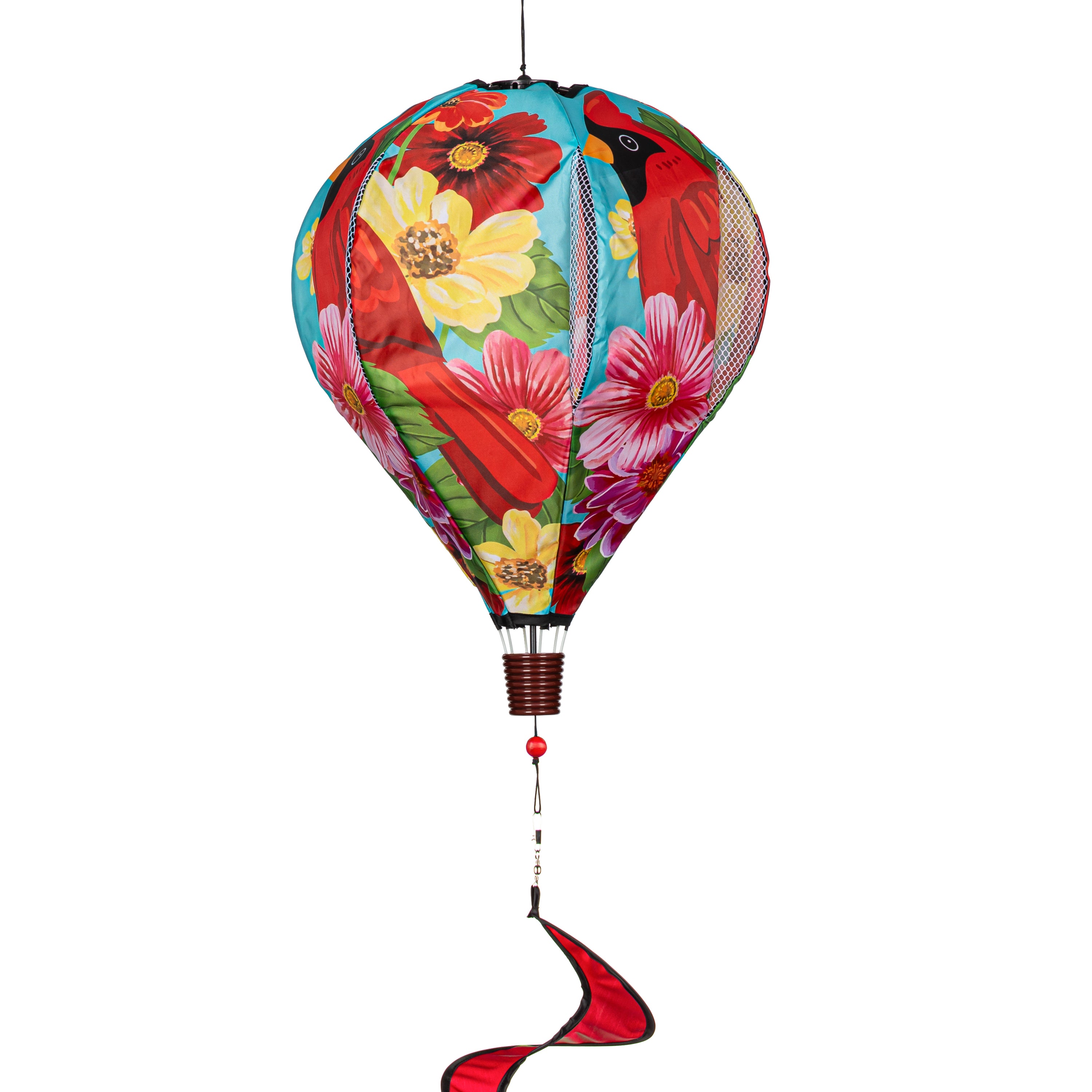 Bold Cardinal and Florals Balloon Spinner 55 Inches Long