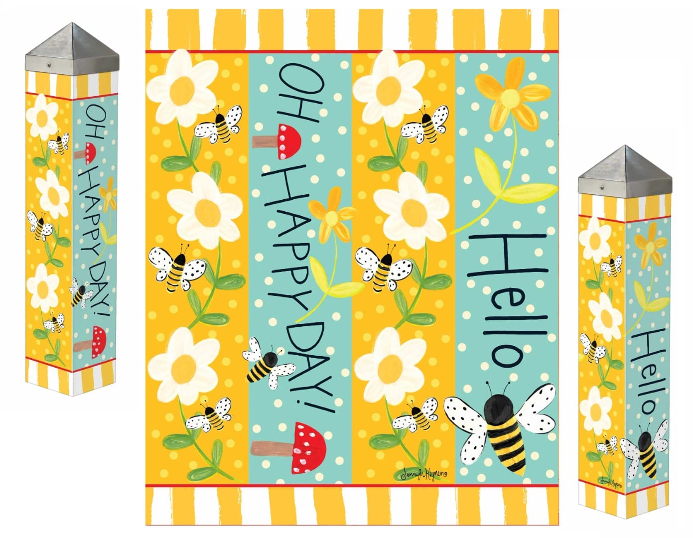 Bumbly Bees Art Pole 20 Inches Tall Garden Post