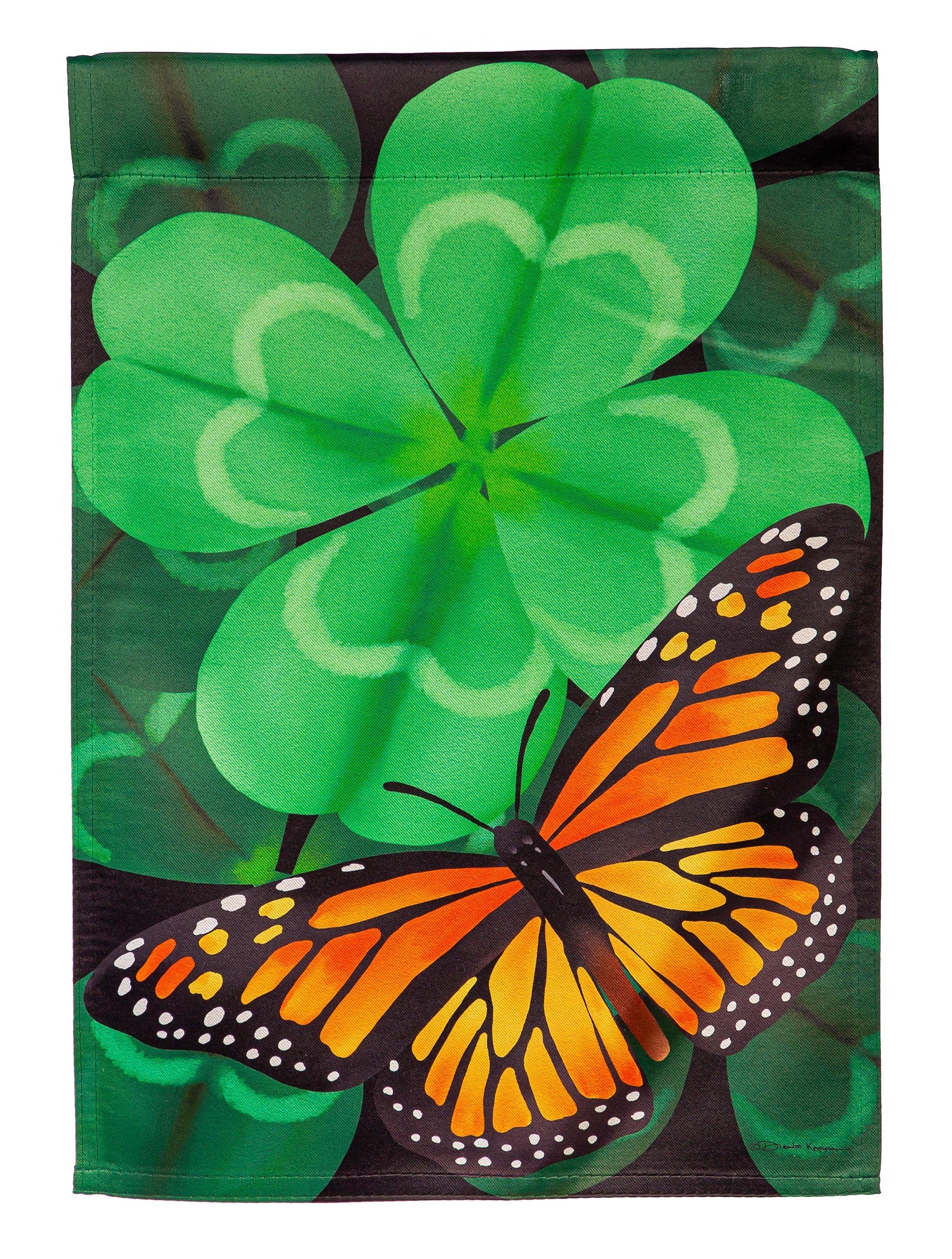 Butter Fly Clover St Patricks Garden Flag 2 Sided