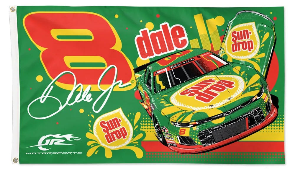 Dale Earnhardt Jr Sun Drop #8 Car 3x5 NASCAR Flag