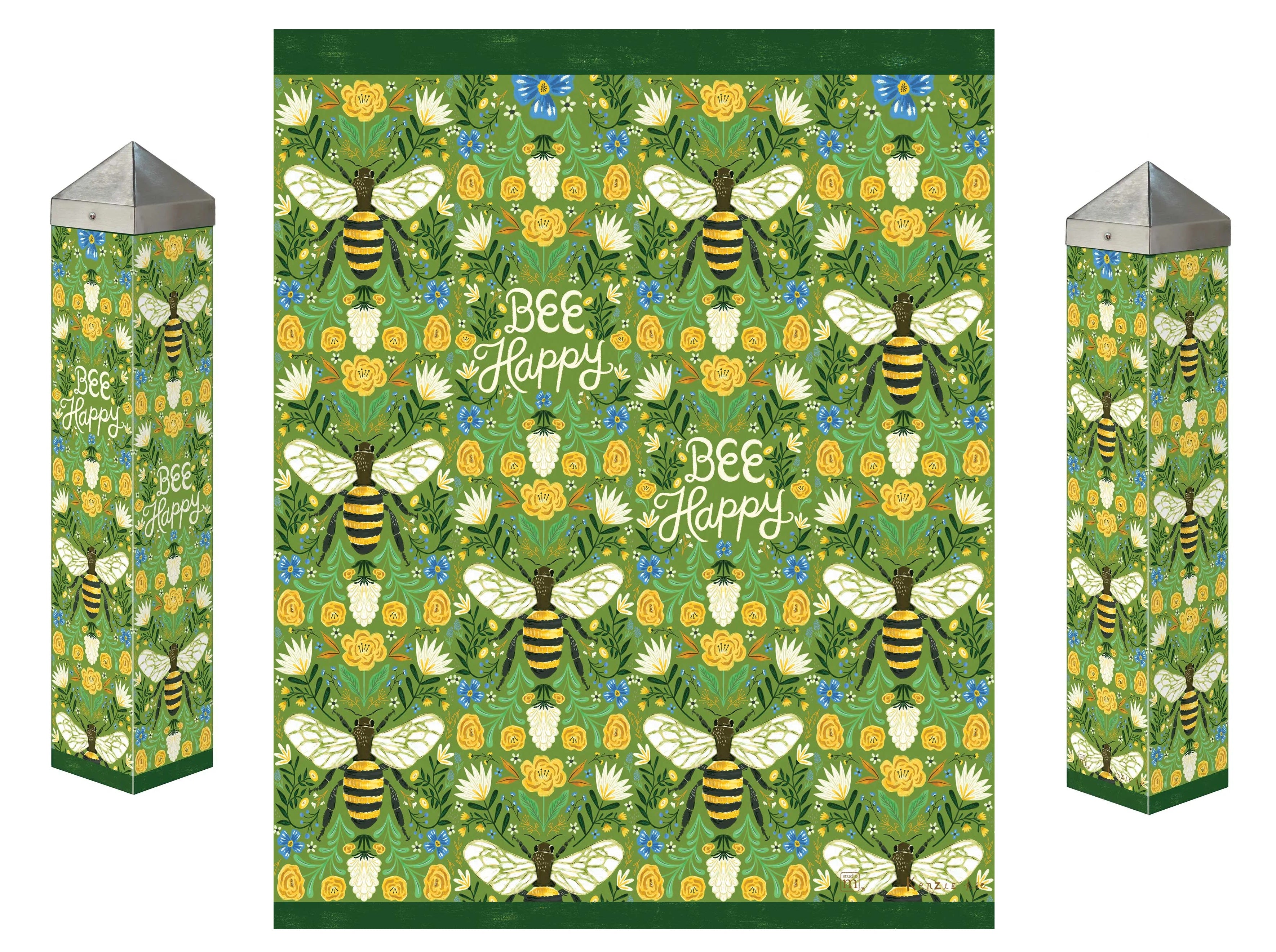 Deco Bee Art Pole 20 Inches Tall Garden Post