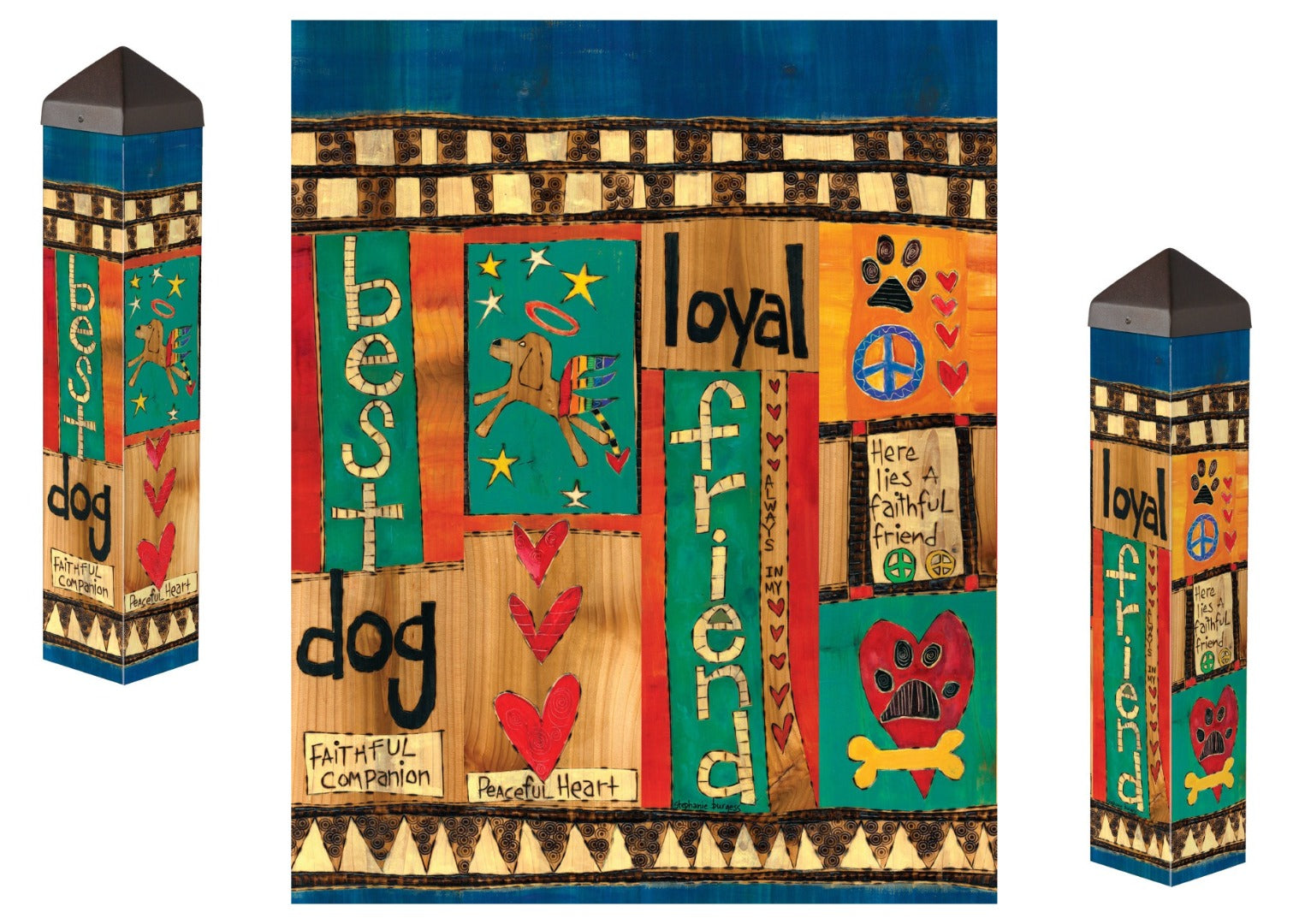 Dog Memorial Art Pole 20 Inches Tall Garden Post