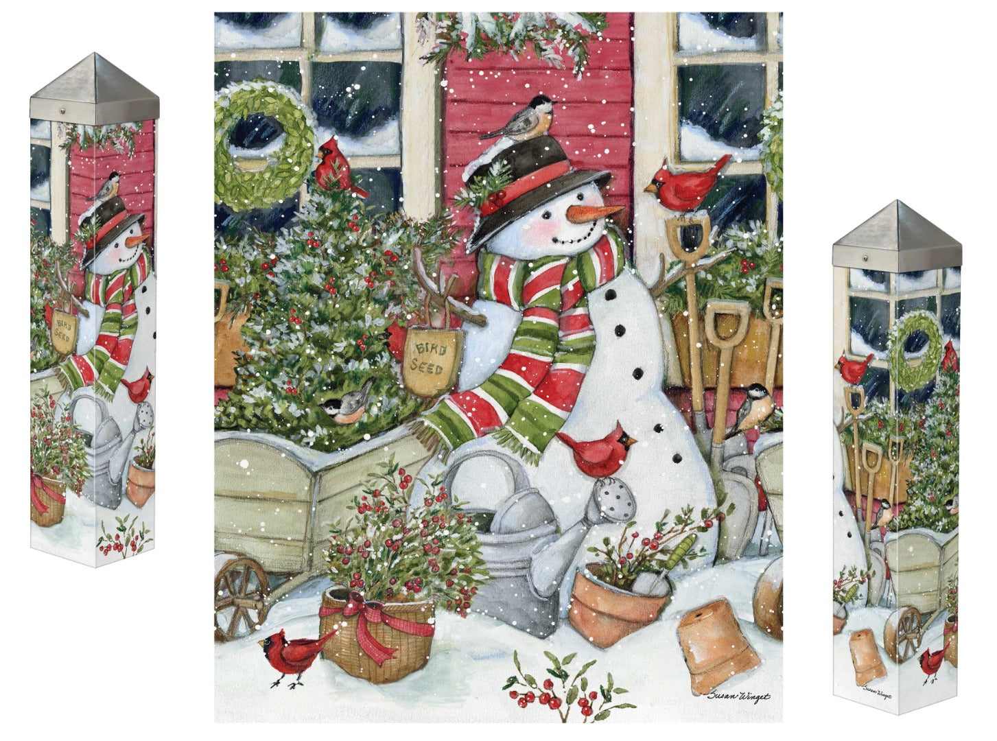 Garden Snowman Art Pole 20 Inches