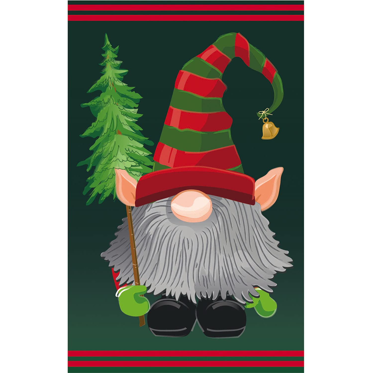 Gnome Elf Christmas Garden Flag 2 Sided