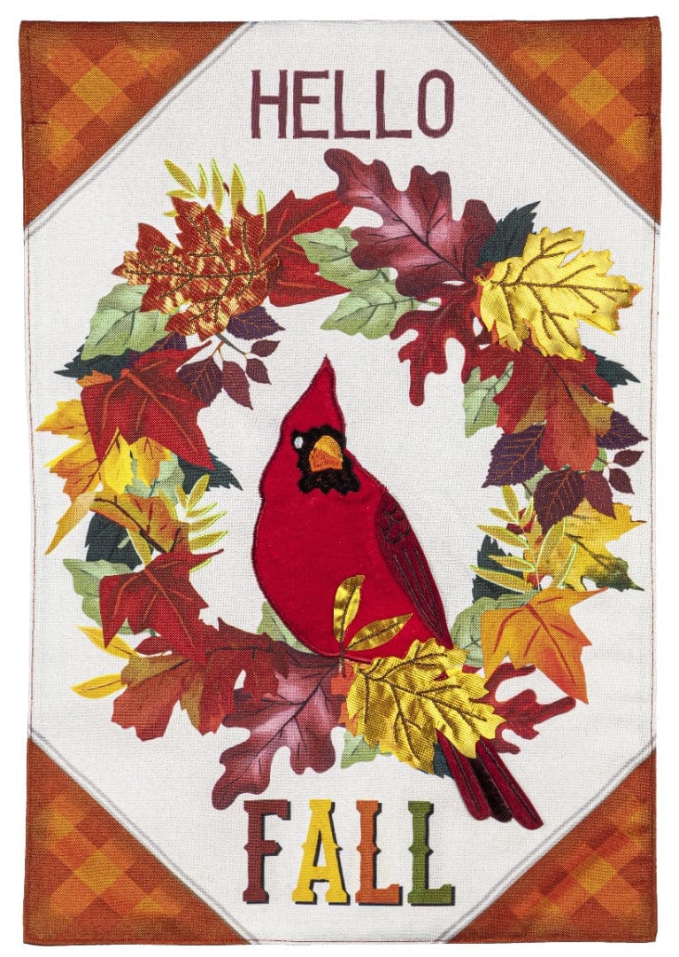 Hello Fall Cardinal Garden Flag 2 Sided | Heartland Flags