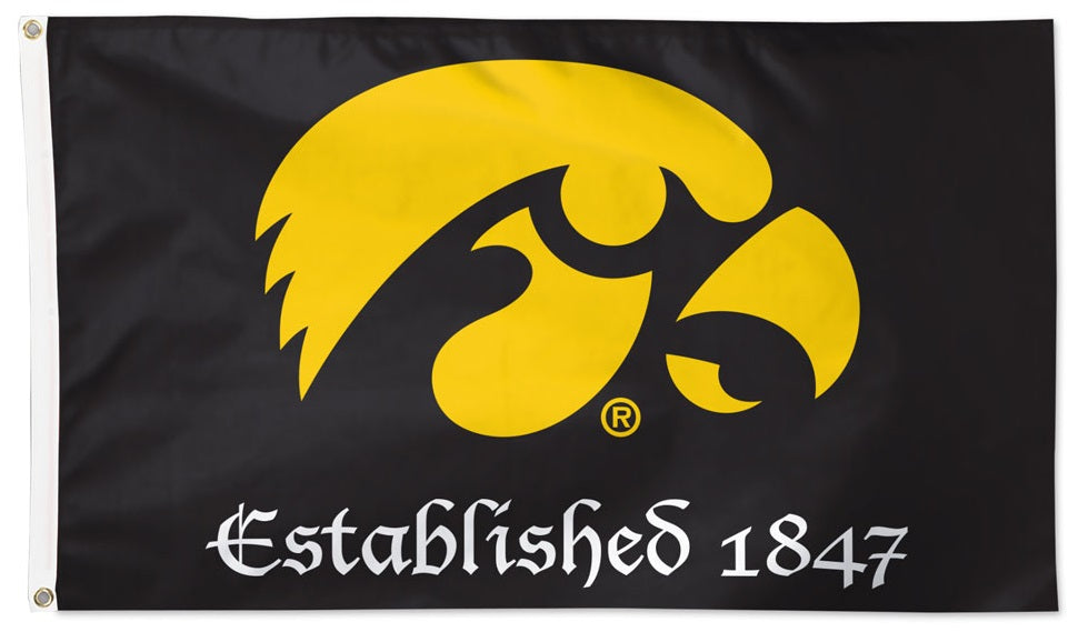 Iowa Hawkeyes Flag 3x5 Established 1847 Black
