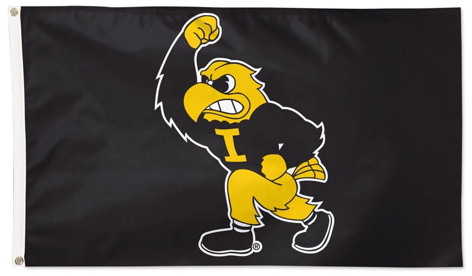 Iowa Hawkeyes Flag 3x5 Fighting Herky Black