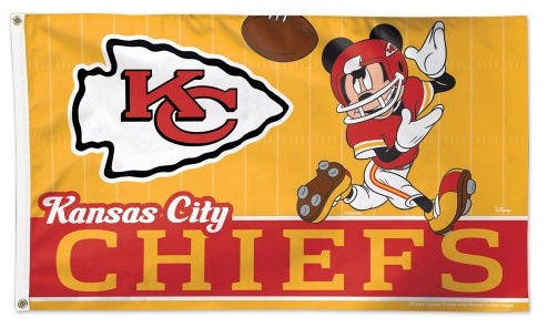 Kansas City Chiefs Flag 3x5 Mickey Mouse Football