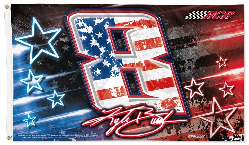 Kyle Busch Flag 3x5 Red White and Blue NASCAR
