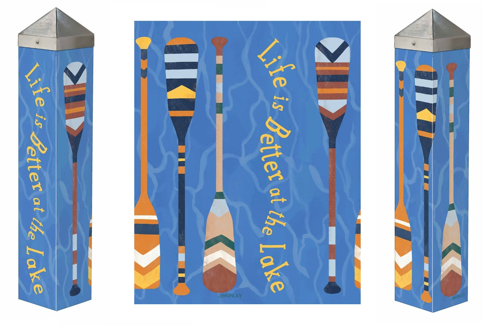Life Is Better at the Lake 20 Inch Tall Paddles Decorative Art Pole