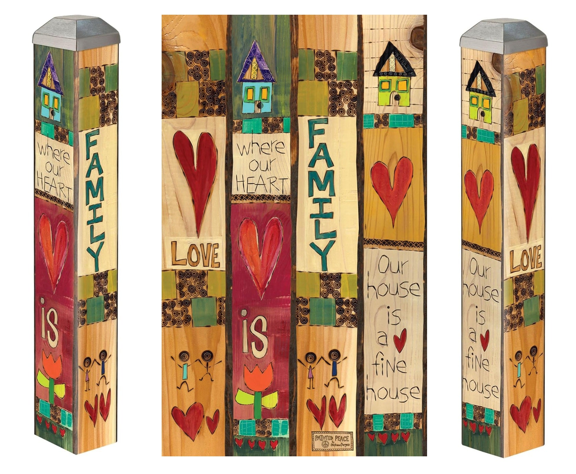 Love Is Family 10 Inch Mini Art Pole by Stephanie Burgess