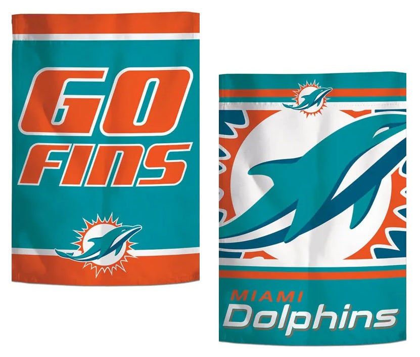 Miami Dolphins Garden Flag 2 Sided Go Fins Slogan NFL