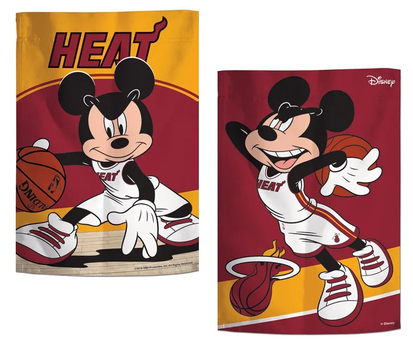 Miami Heat Garden Flag 2 Sided Mickey Mouse Disney NBA