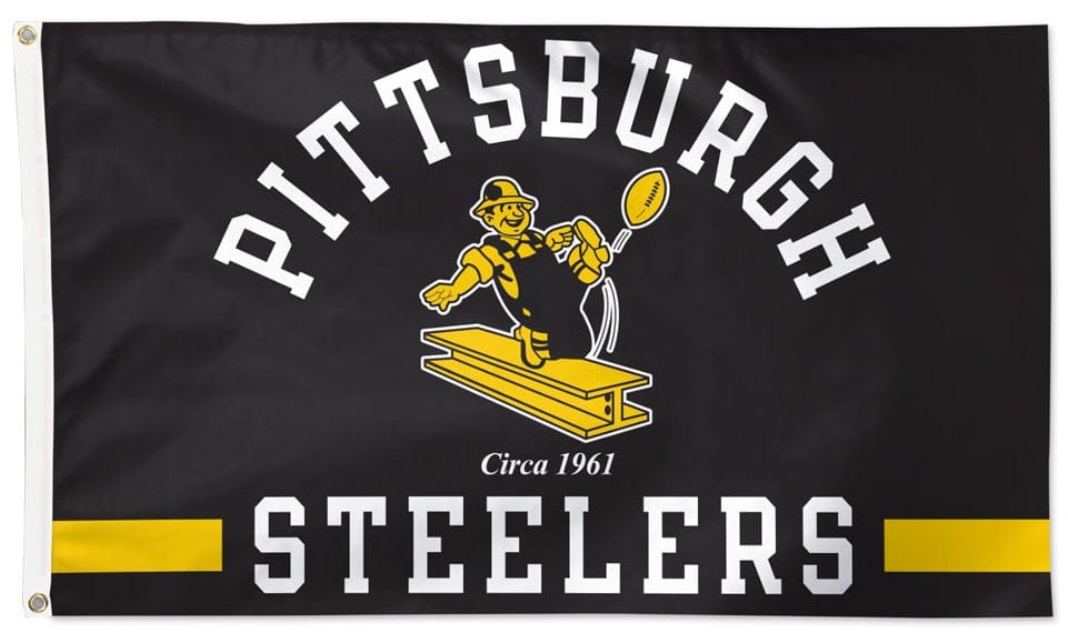 Pittsburgh Steelers Flag 3x5 Classic Logo Black NFL