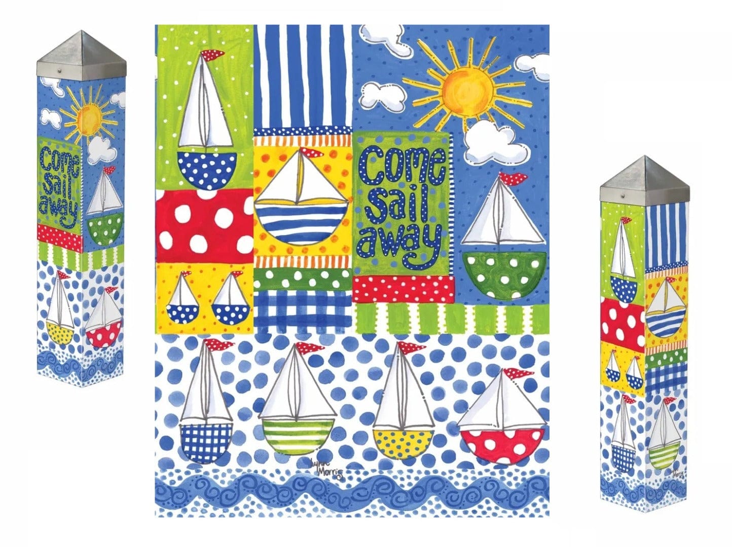 Sail Away Art Pole 20 Inches Tall Painted Peace Garden Post