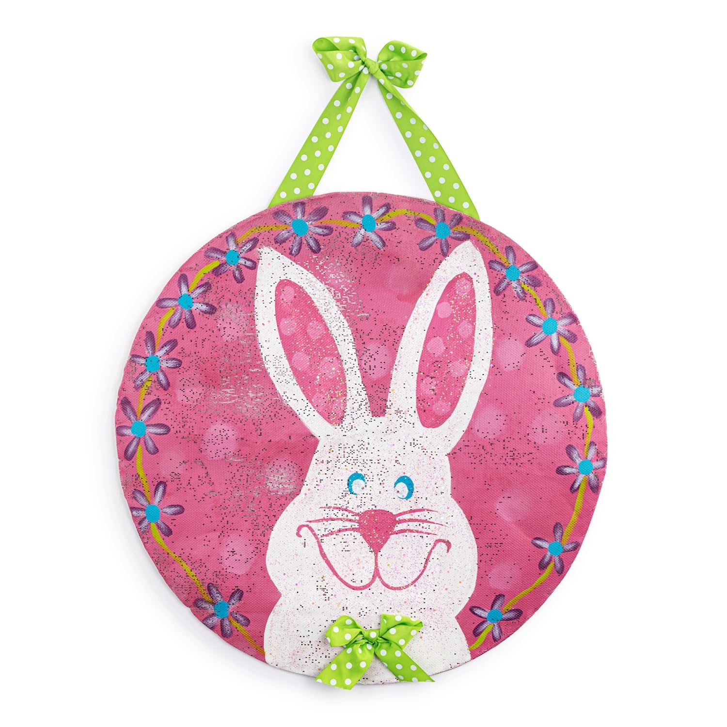 Spring Bunny Purple Florals Door Screen Peri Woltjer