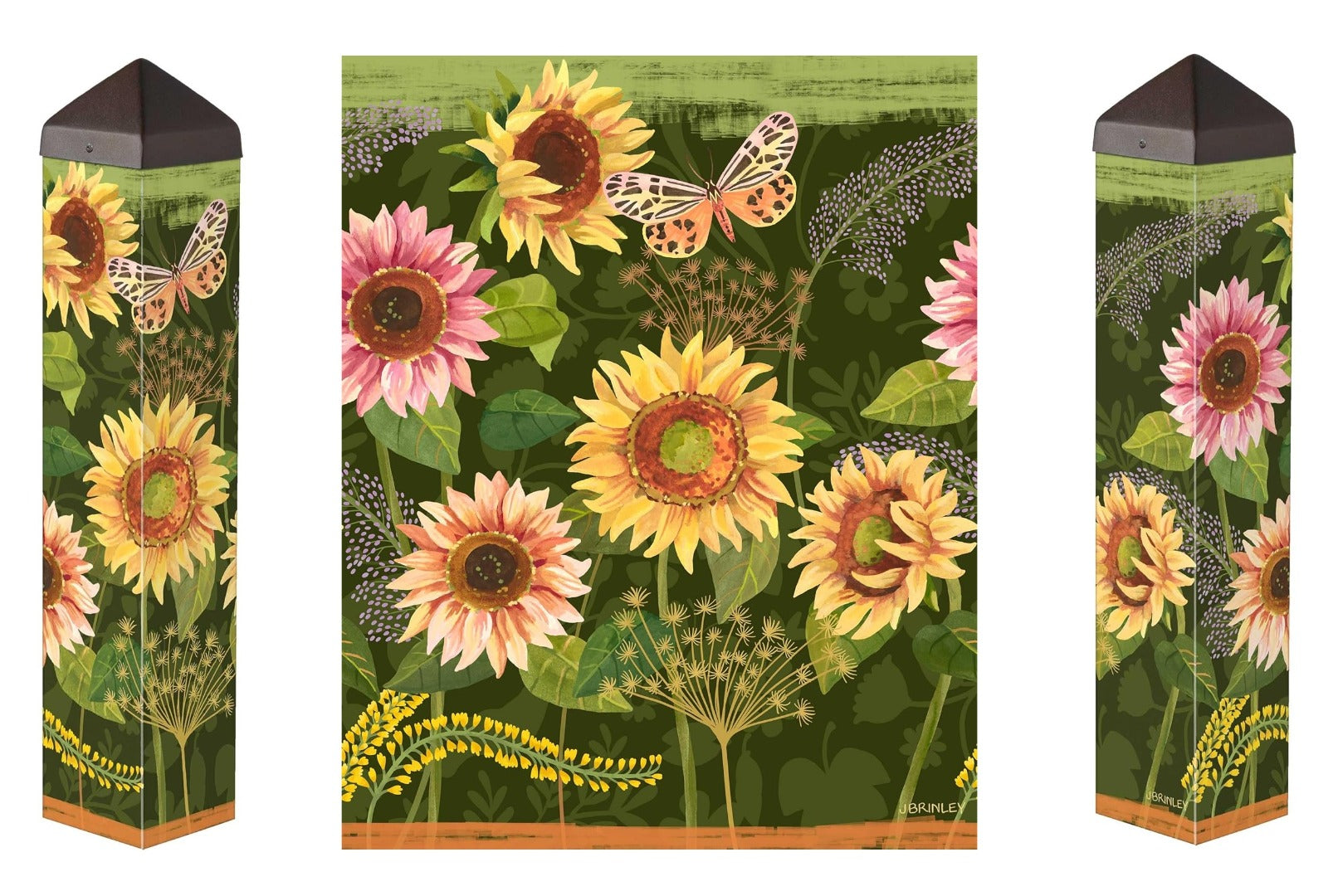 Sunflower Autumn Art Pole 20 Inches Fall Garden Post