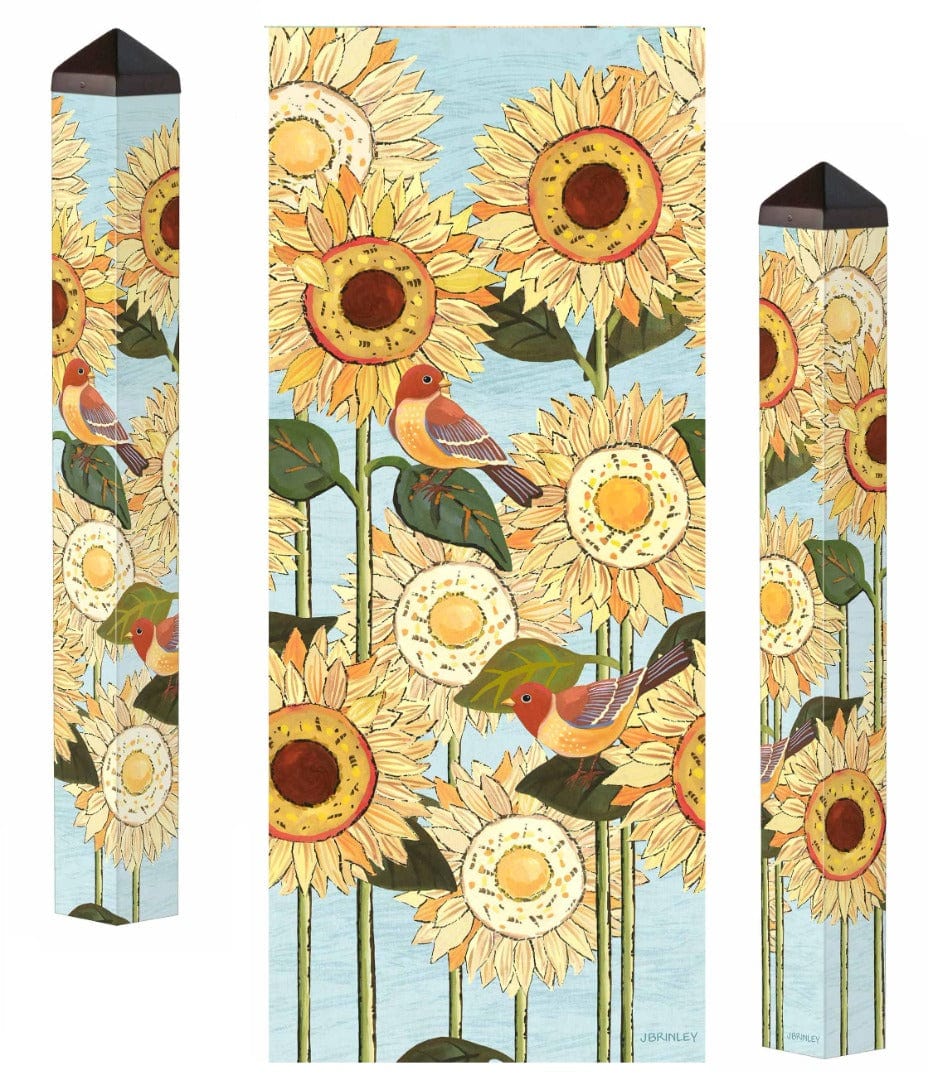 Sunflower Blooms Garden Art Pole 40 Inches Tall