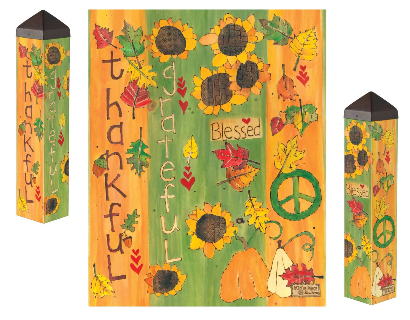 Thankful Grateful Blessed Art Pole 20 Inches Garden Post