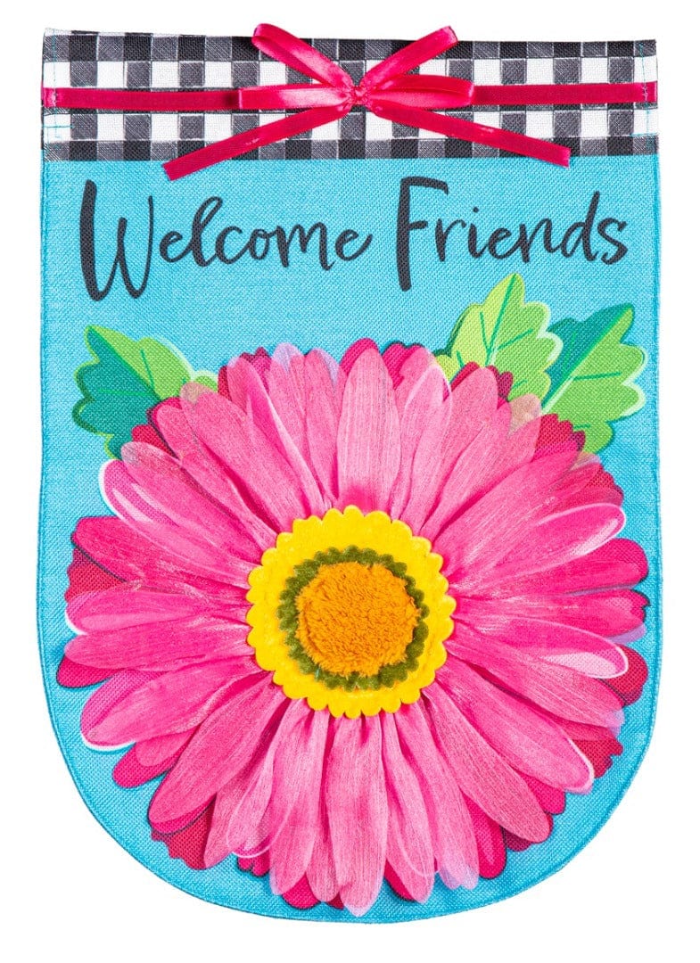 Welcome Friends Daisy Banner 2 Sided House Flag