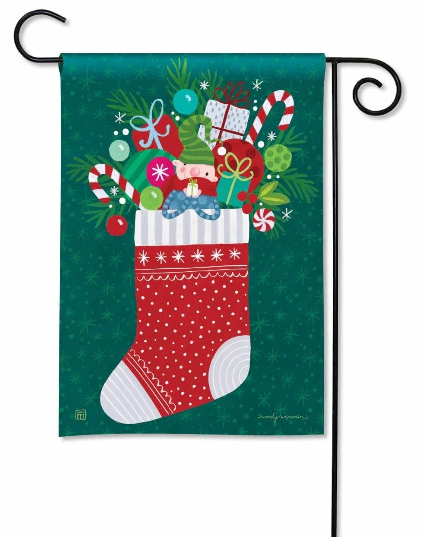 Christmas Stocking Garden Flag 2 Sided Wendy Wiinanen