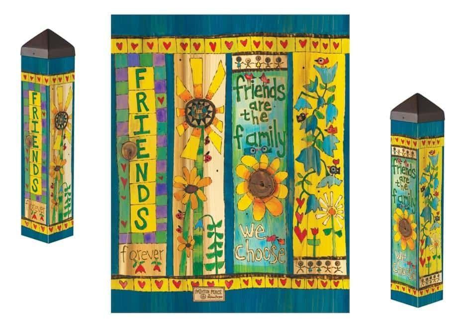 Friends Art Pole 20 Inches Tall Peace Forever Garden Post