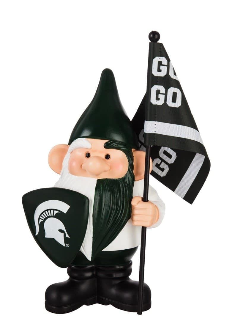 Michigan State Gnome with Flag Go Green Go White