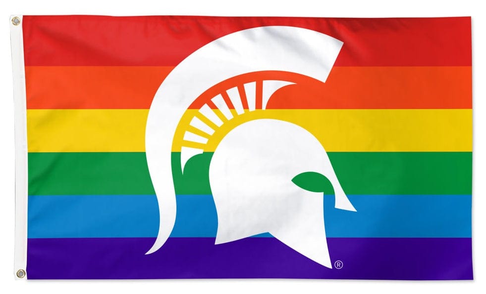 Michigan State Spartans Flag 3x5 Pride Rainbow MSU