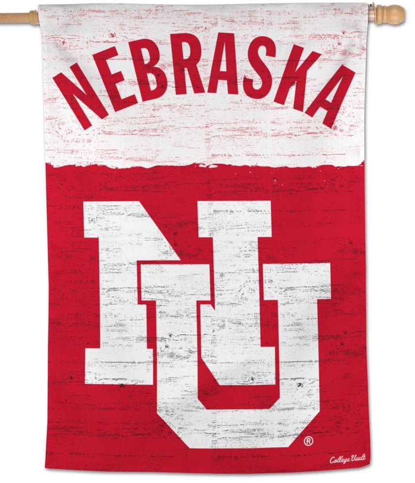 Nebraska NU Banner Vertical House Flag Vintage