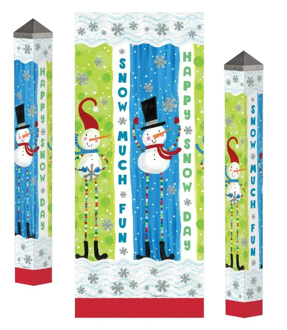 Pom Pom Snowman Art Pole 40 Inches Tall Snow Day